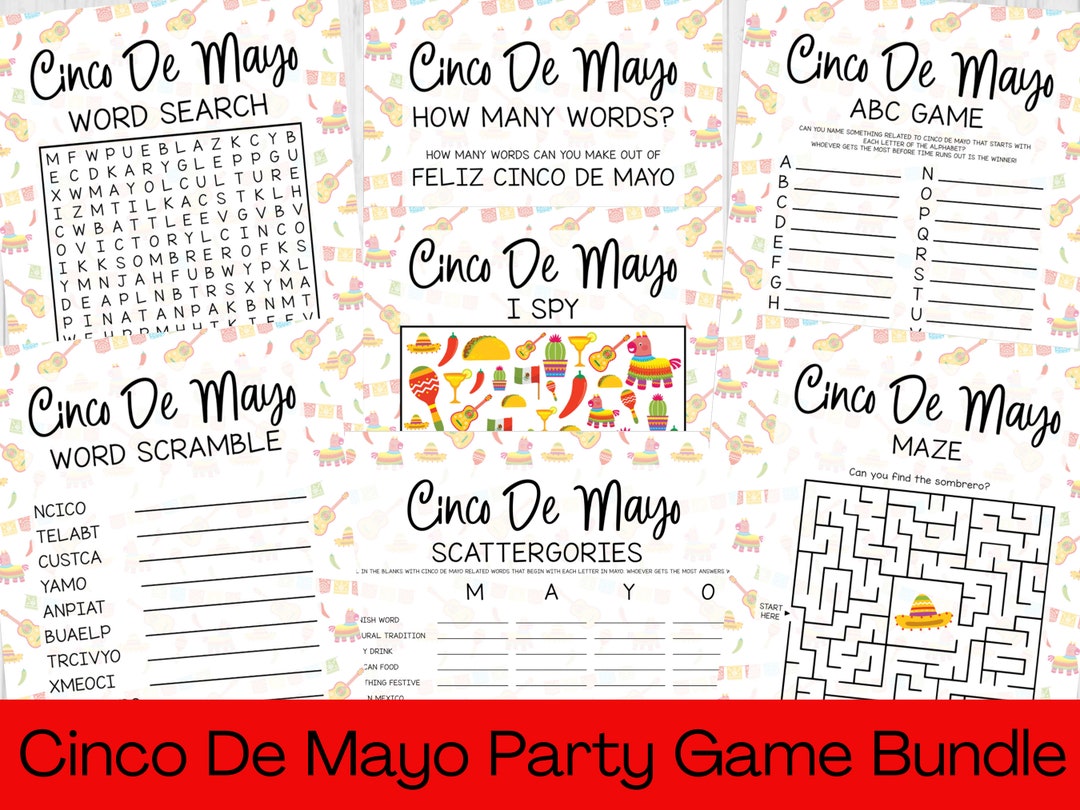 INSTANT DOWNLOAD Cinco De Mayo Activity Sheet Printable Bundle - Cinco ...