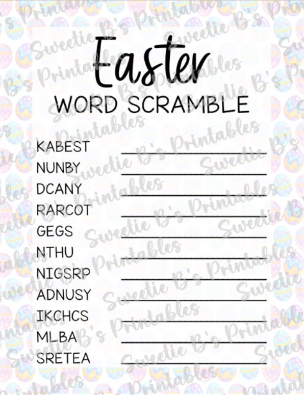 INSTANT DOWNLOAD Easter Word Scramble Game Printable Easter Game ...