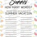 INSTANT DOWNLOAD Summer How Many Words Game Printable - Summer Game ...