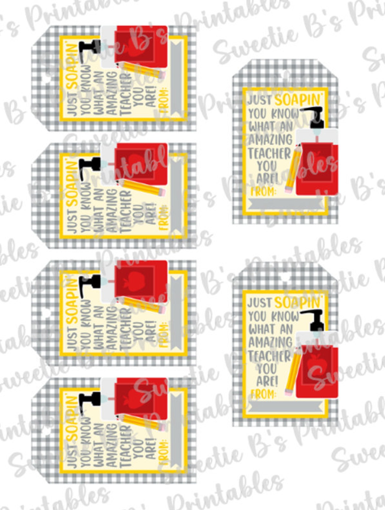 INSTANT DOWNLOAD- Teacher Appreciation Gift Tag - Teacher Gift - Hand ...