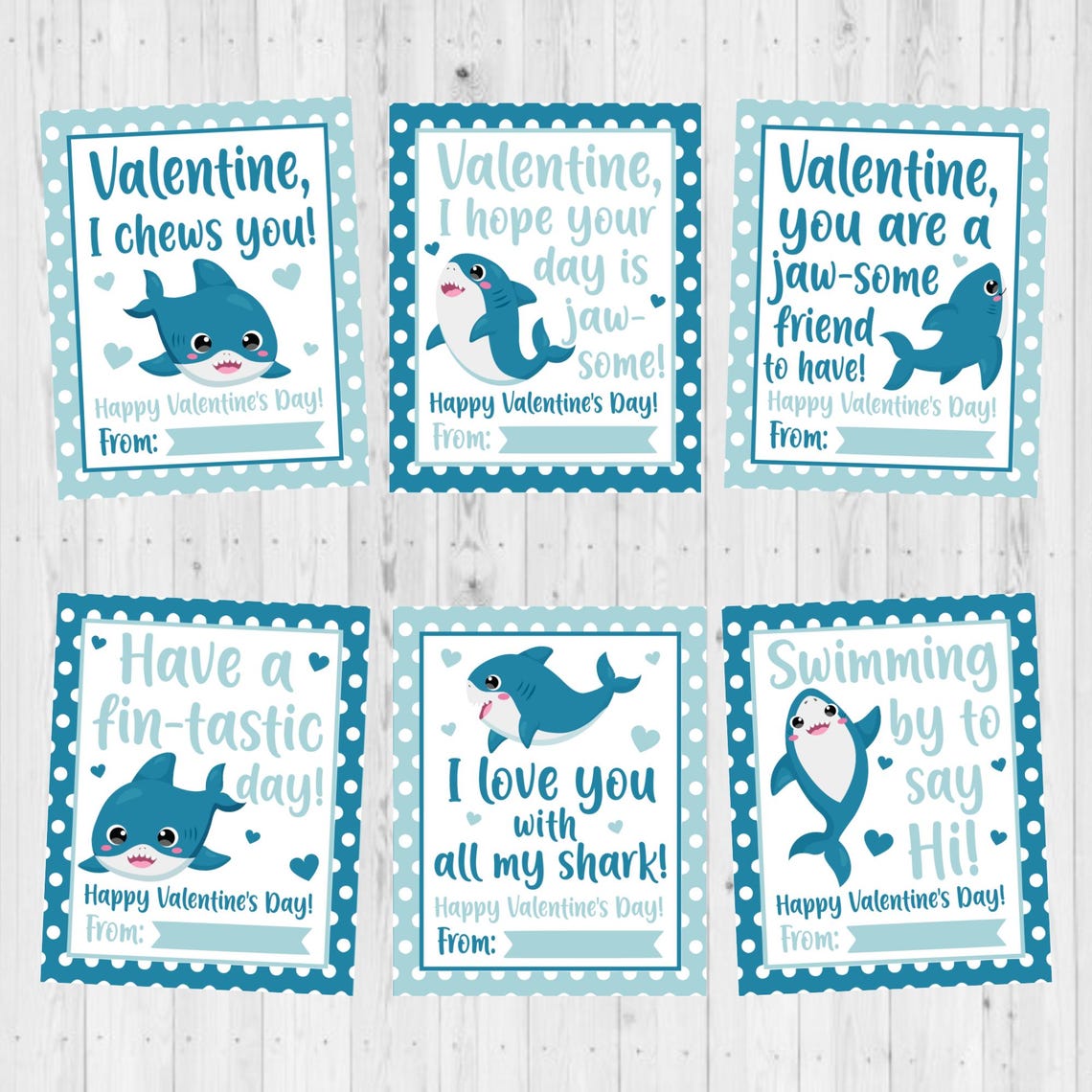 INSTANT DOWNLOAD - Shark Valentine Card Printable - Kids Printable ...