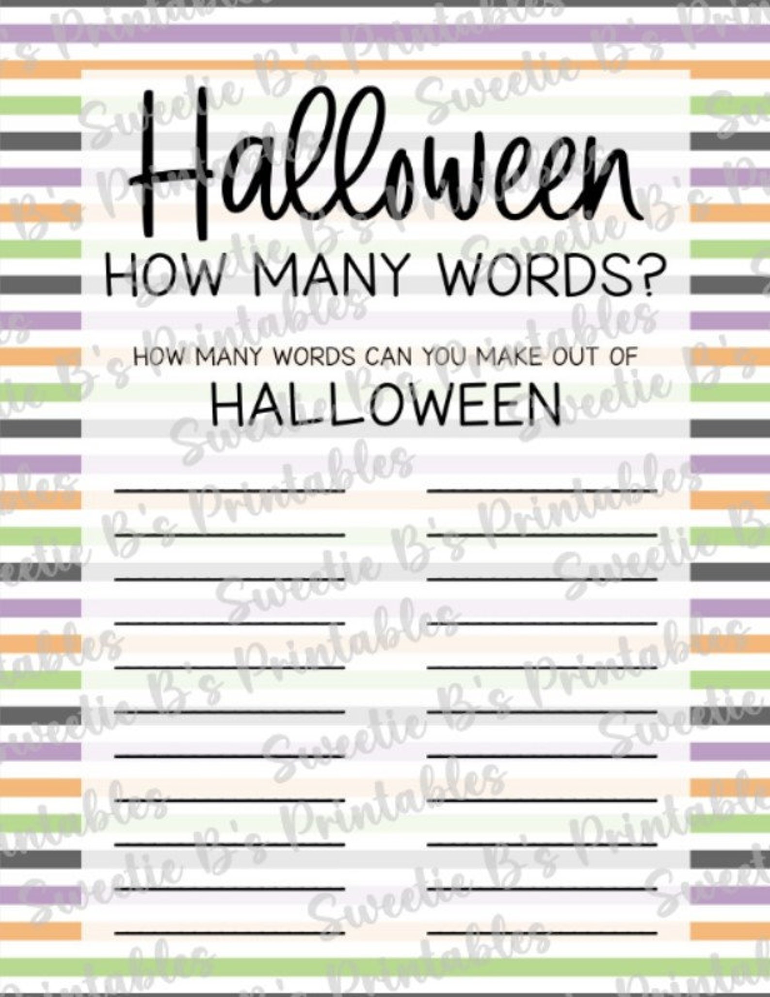 INSTANT DOWNLOAD Halloween Activity Sheet Printable - Halloween Game ...