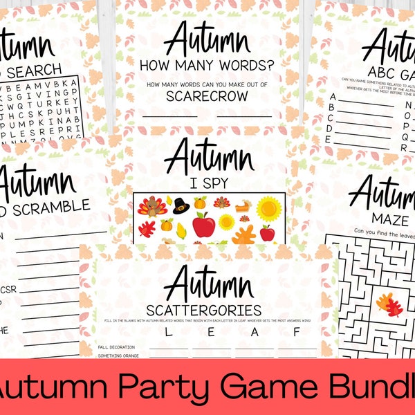 INSTANT DOWNLOAD Autumn Activity Sheet Printable Autumn Game Printable ...