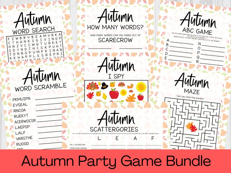 INSTANT DOWNLOAD Autumn Activity Sheet Printable Autumn Game - Etsy