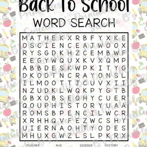 INSTANT DOWNLOAD Back to School Word Search Game Printable - Back to ...
