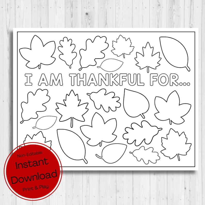 INSTANT DOWNLOAD Thanksgiving Gratitude Coloring Sheet - Friendsgiving ...