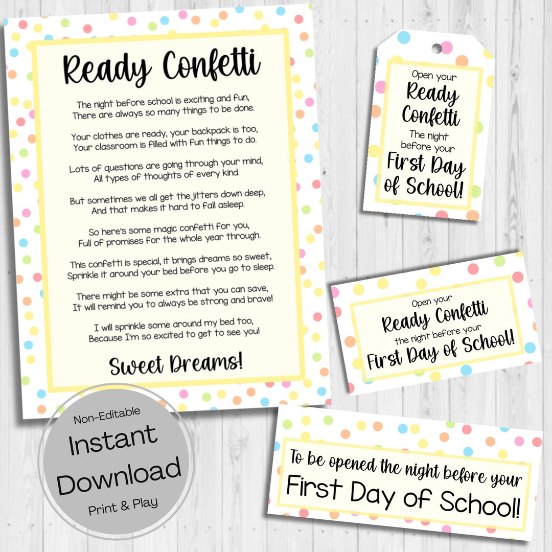INSTANT DOWNLOAD Ready Confetti Poem Printable Ready Confetti Letter ...