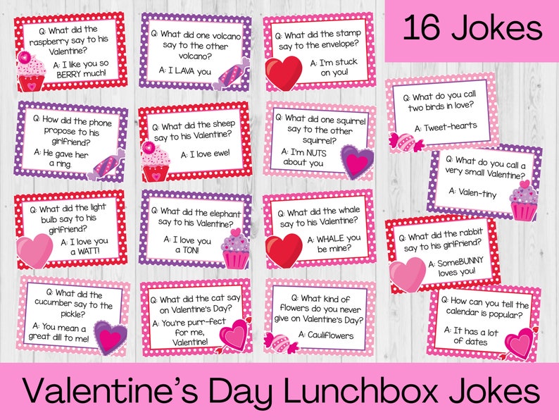 INSTANT DOWNLOAD Valentine's Day Lunchbox Jokes Printable - Valentine's ...