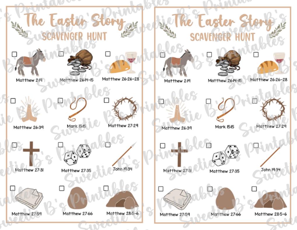 INSTANT DOWNLOAD Easter Bible Scavenger Hunt Printable - Easter Story ...