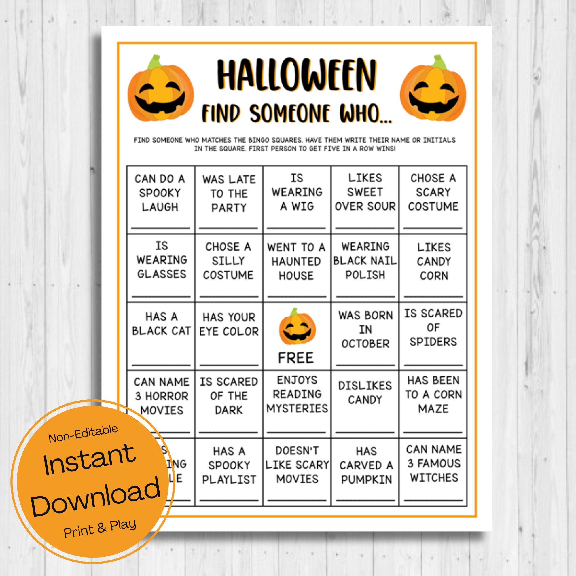 INSTANT DOWNLOAD Halloween Mix & Mingle Bingo Printable - Autumn Game ...