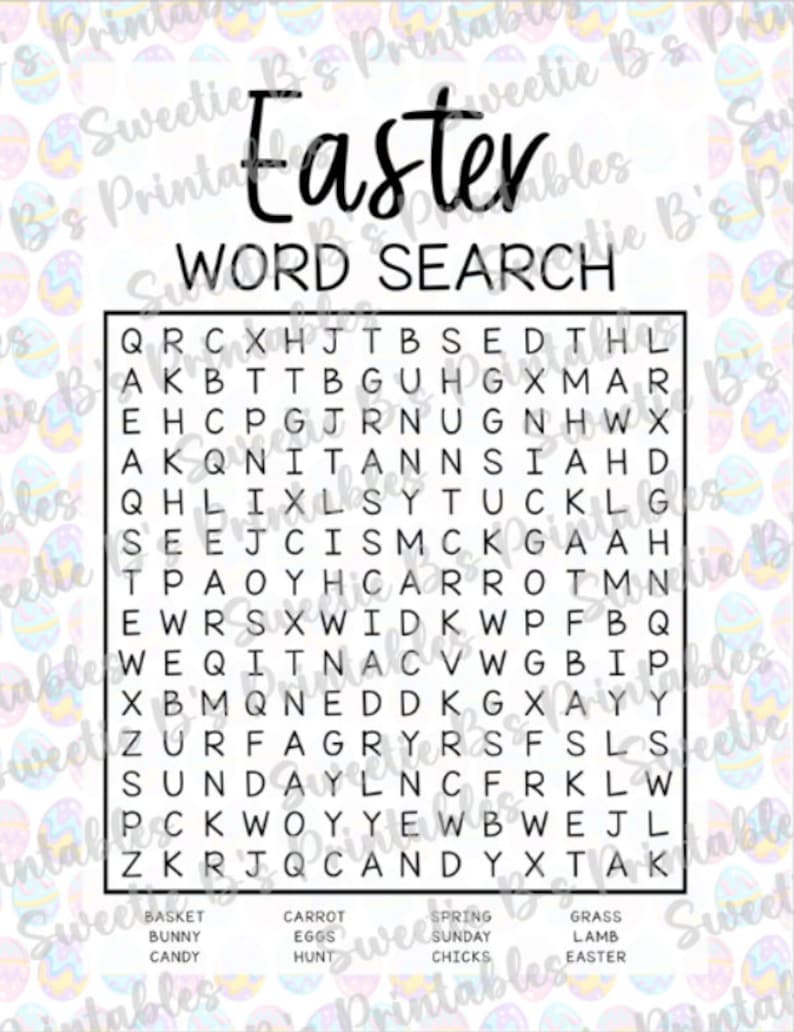 INSTANT DOWNLOAD Easter Word Search Printable - Easter Game Printable ...