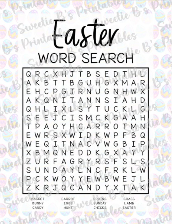 INSTANT DOWNLOAD Easter Word Search Printable - Easter Game Printable ...