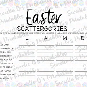 INSTANT DOWNLOAD Easter Scattergories Printable Game - Easter Game ...