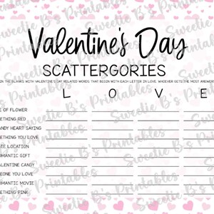 INSTANT DOWNLOAD Valentine's Day Scattergories Printable Game ...