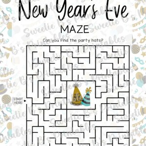 INSTANT DOWNLOAD New Year's Eve Maze Printable - NYE Game Printable ...
