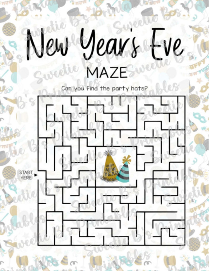 INSTANT DOWNLOAD New Year's Eve Maze Printable - NYE Game Printable ...