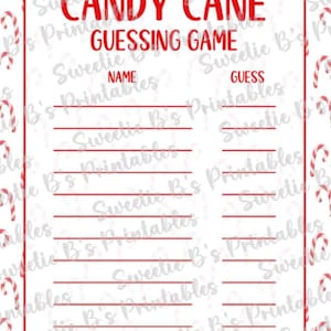 INSTANT DOWNLOAD Guess How Many Candy Canes Printable - Holiday ...