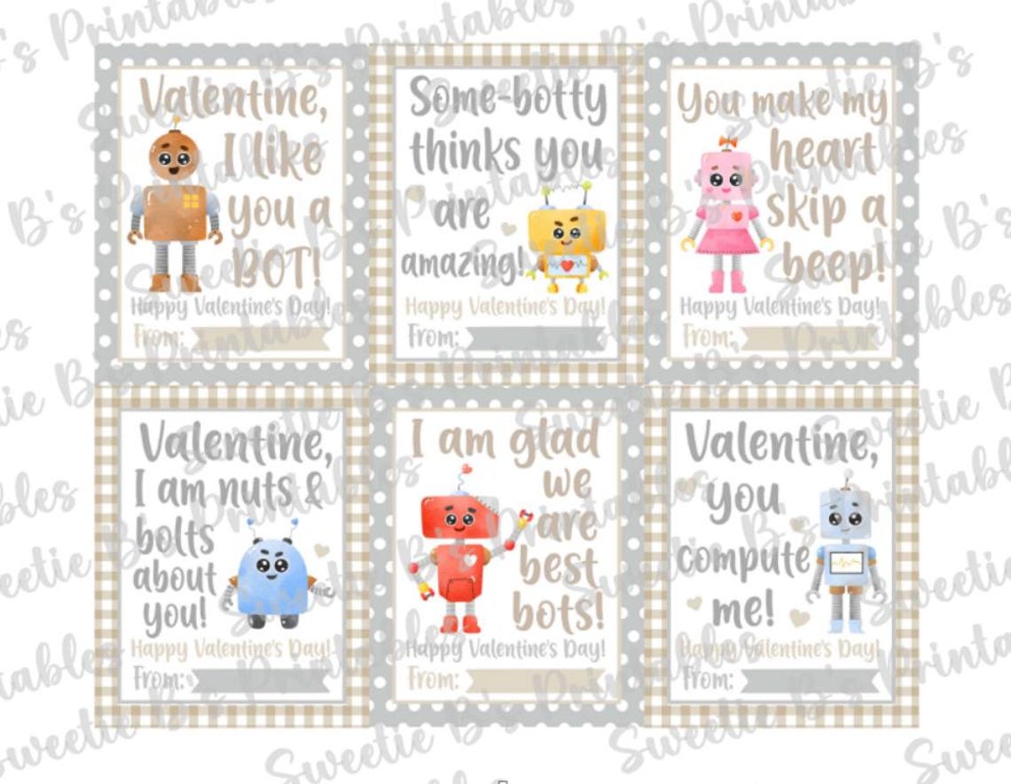 INSTANT DOWNLOAD - Robot Valentine Card Printable - Kids Printable ...