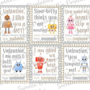 INSTANT DOWNLOAD - Robot Valentine Card Printable - Kids Printable ...