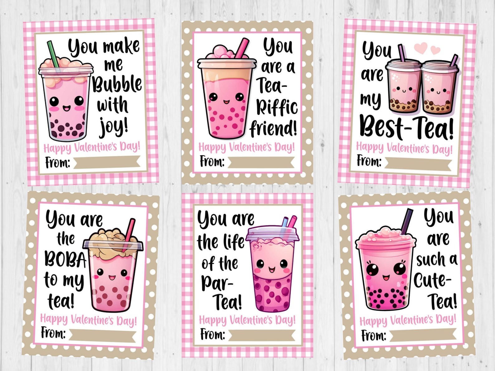 INSTANT DOWNLOAD - Bubble Tea Valentine Card Printable - Kids Printable ...