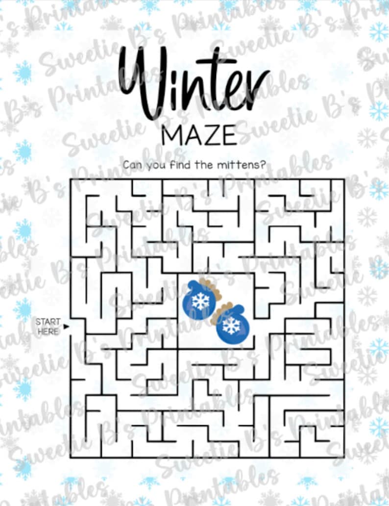 INSTANT DOWNLOAD Winter Maze Printable Winter Game Printable Winter ...