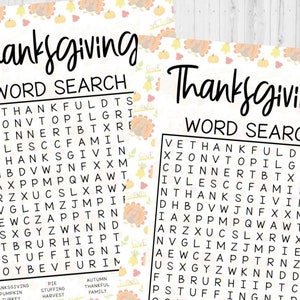 INSTANT DOWNLOAD Thanksgiving Word Search Printable - Thanksgiving Game ...