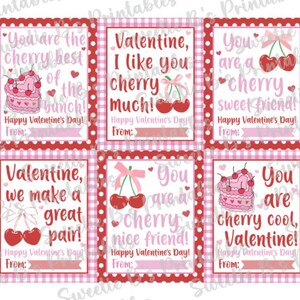 INSTANT DOWNLOAD - Cherry Valentine Card Printable - Kids Printable ...
