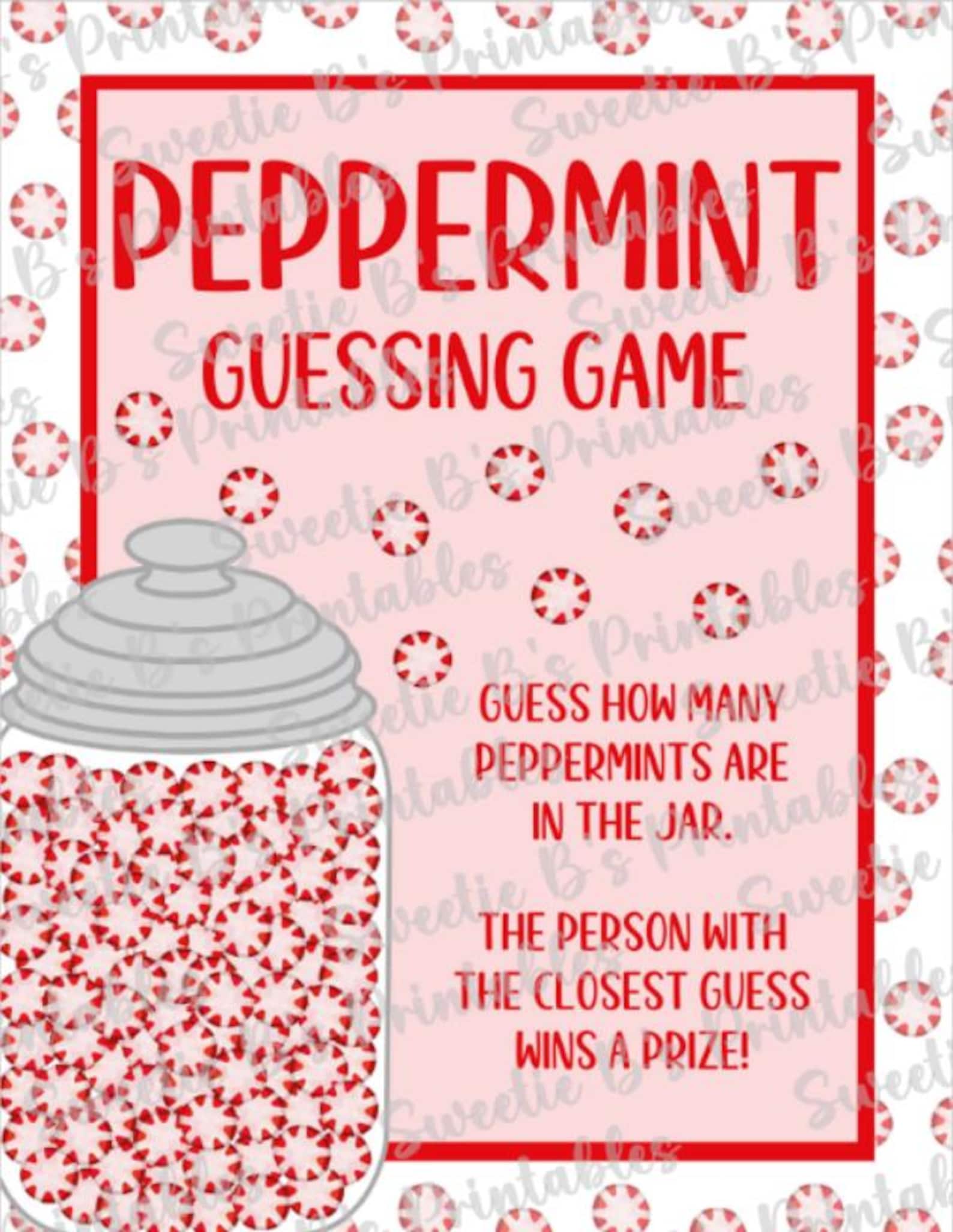 INSTANT DOWNLOAD Guess How Many Peppermints Printable - Holiday ...