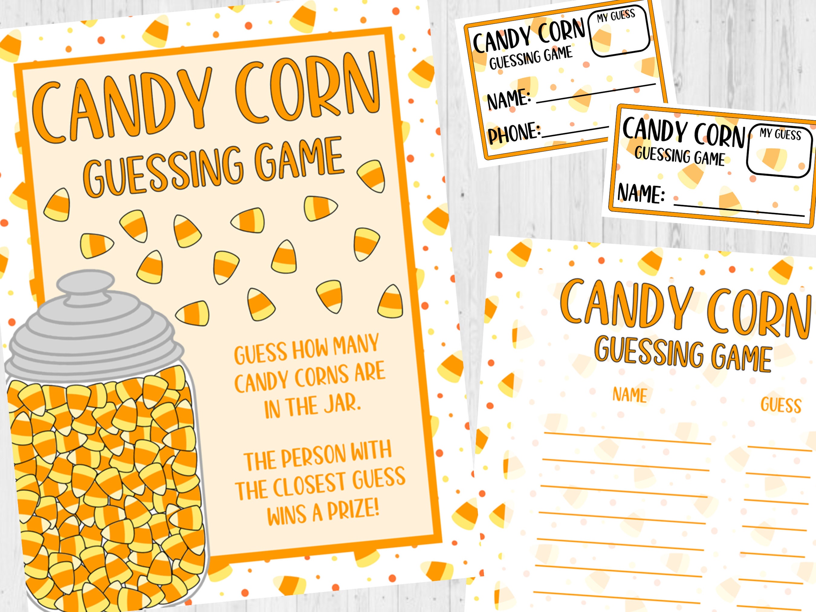 INSTANT DOWNLOAD Guess How Many Candy Corn Printable - Autumn Guessing ...