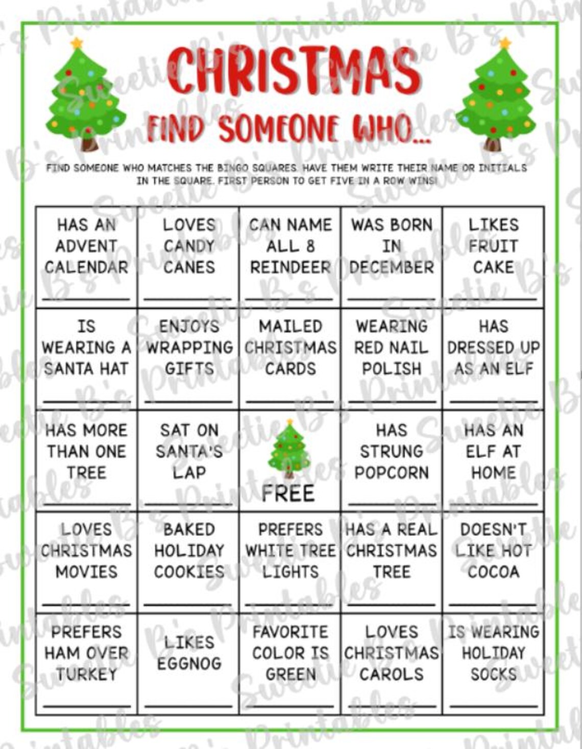INSTANT DOWNLOAD Christmas Mix & Mingle Bingo Printable - Holiday Game ...