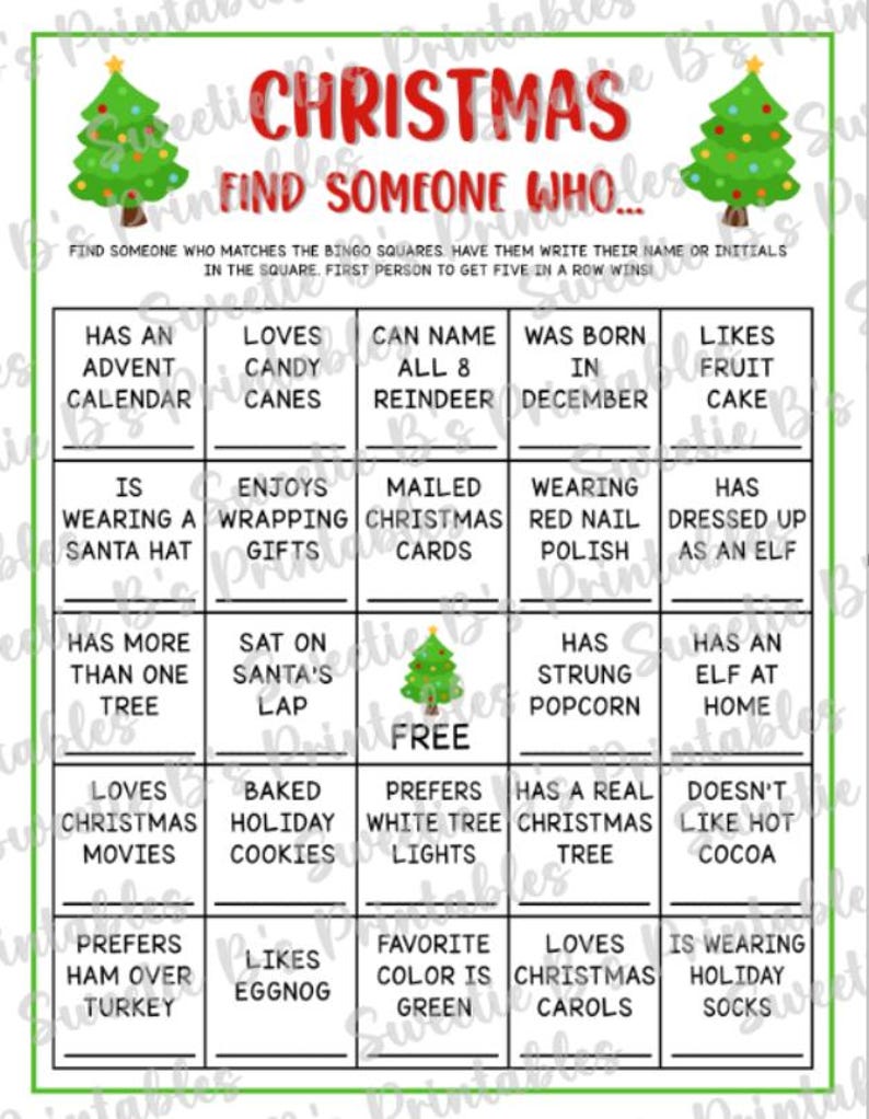 INSTANT DOWNLOAD Christmas Mix & Mingle Bingo Printable - Holiday Game ...