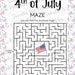 INSTANT DOWNLOAD 4th of July Maze Printable 4th of July Game Printable ...