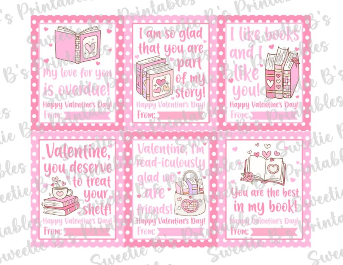 INSTANT DOWNLOAD - Book Lover Valentine Card Printable - Kids Printable ...