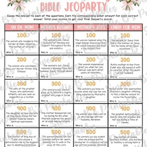 INSTANT DOWNLOAD Mother's Day Bible Jeoparty Game Printable - Church ...