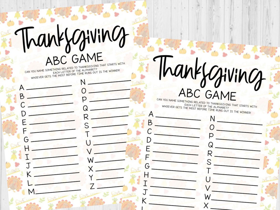 INSTANT DOWNLOAD Thanksgiving ABC Game Printable - Thanksgiving Game ...