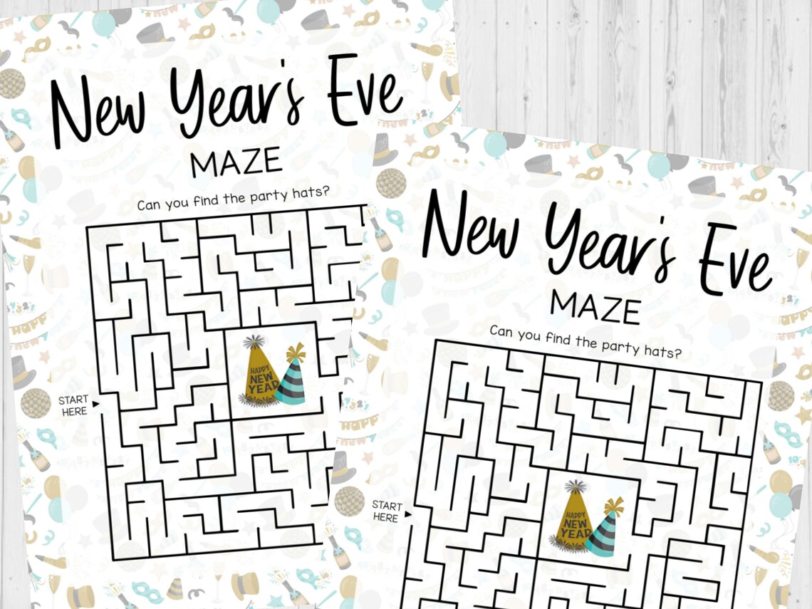 INSTANT DOWNLOAD New Year's Eve Maze Printable - NYE Game Printable ...