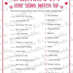 INSTANT DOWNLOAD Valentine's Day Trivia Game Printable - Valentine Game ...