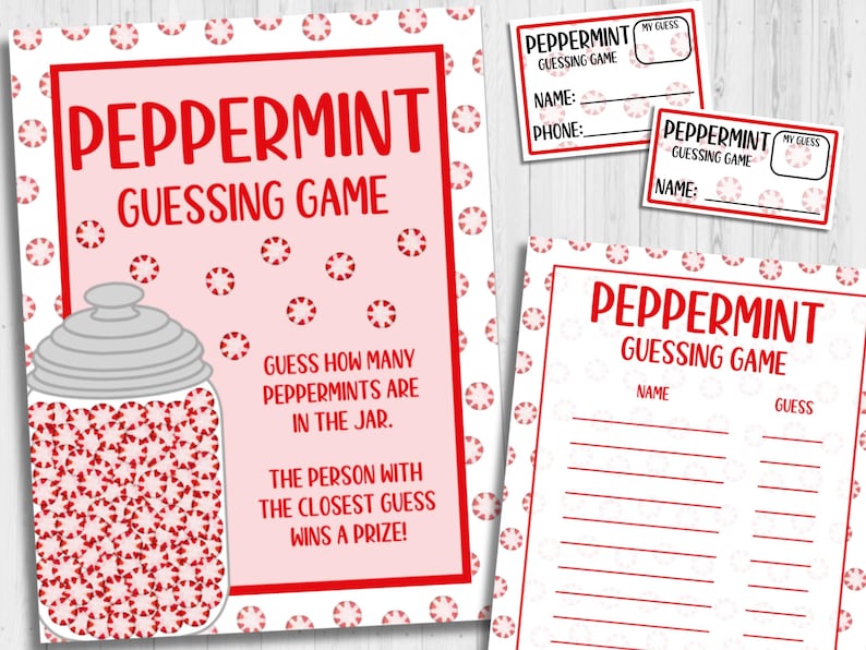 INSTANT DOWNLOAD Guess How Many Peppermints Printable - Holiday ...