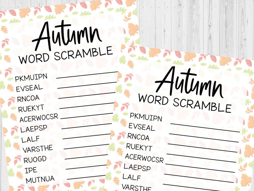 INSTANT DOWNLOAD Autumn Word Scramble Game Printable - Autumn Game ...