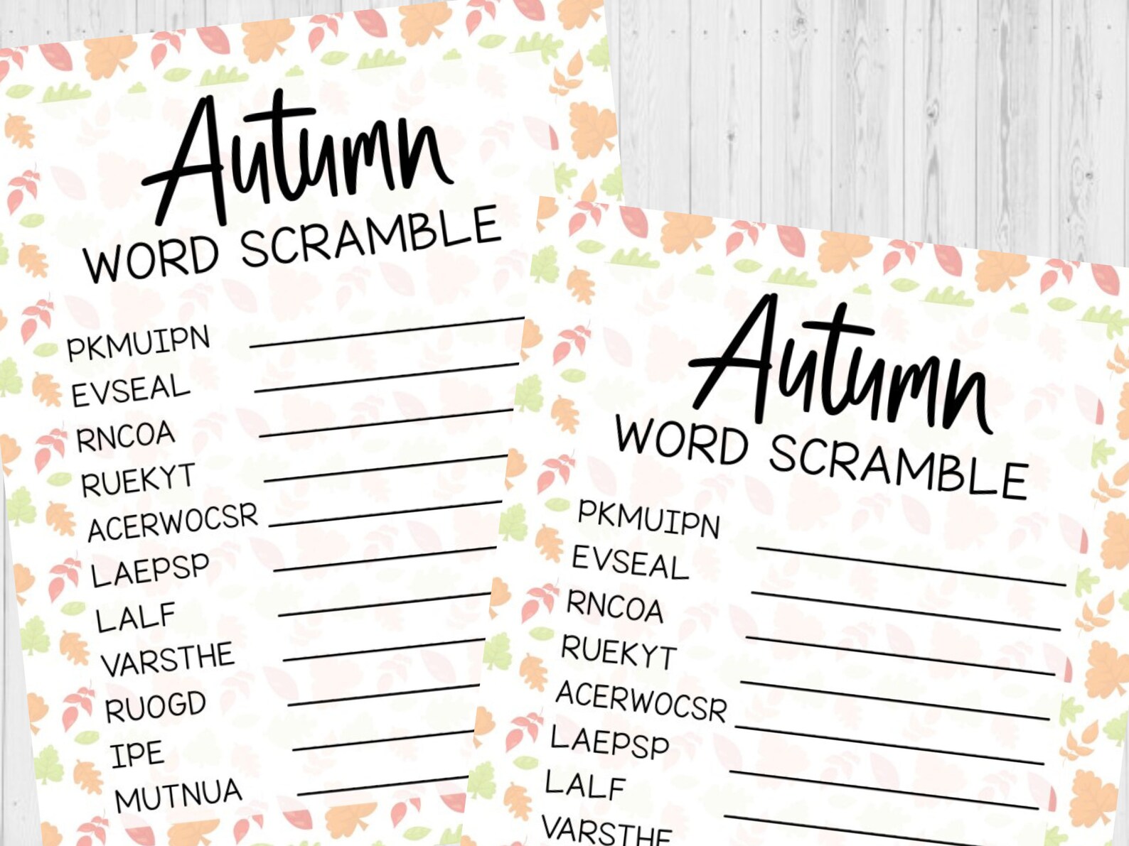 INSTANT DOWNLOAD Autumn Word Scramble Game Printable - Autumn Game ...