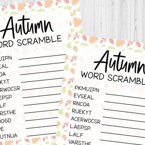 INSTANT DOWNLOAD Autumn Word Scramble Game Printable - Autumn Game ...