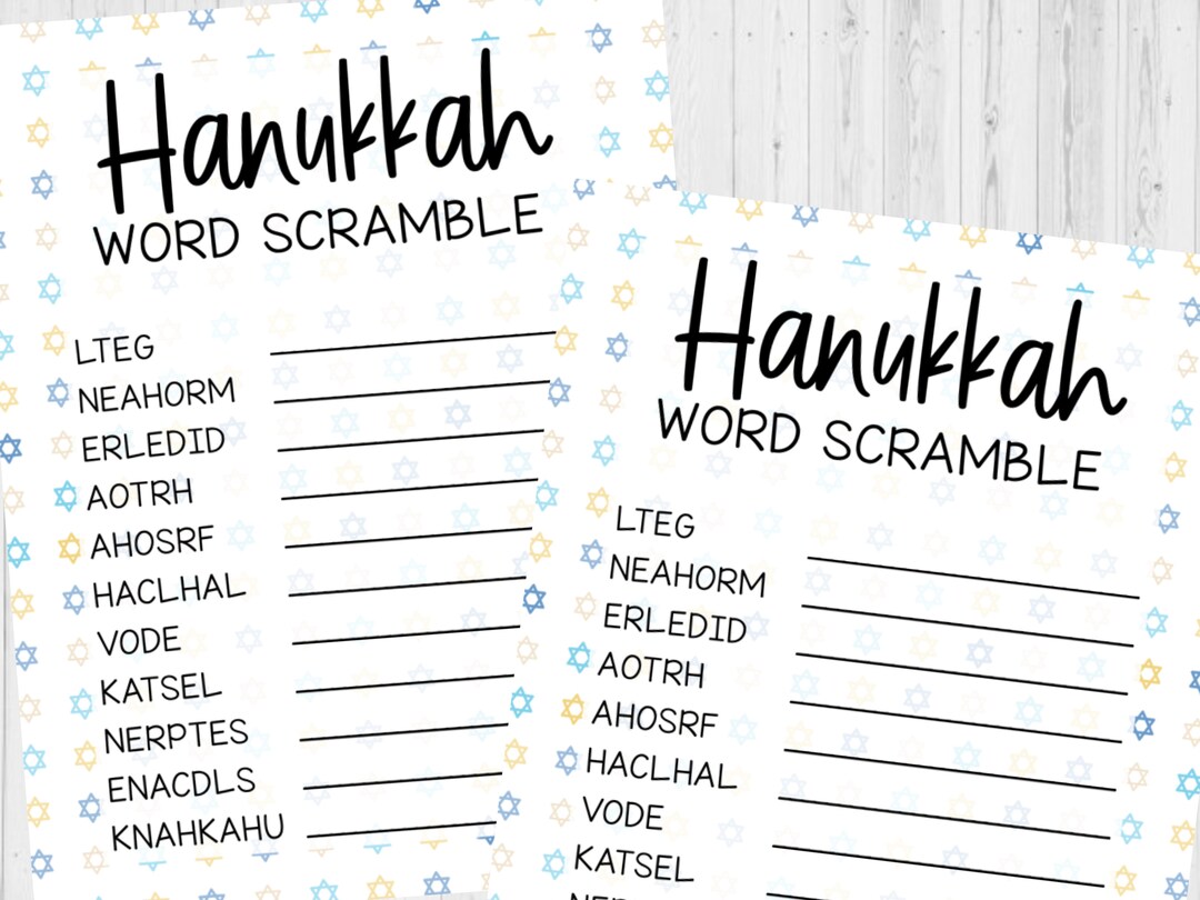 INSTANT DOWNLOAD Hanukkah Word Scramble Game Printable - Hanukkah Game ...