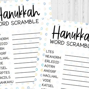 INSTANT DOWNLOAD Hanukkah Word Scramble Game Printable - Hanukkah Game ...