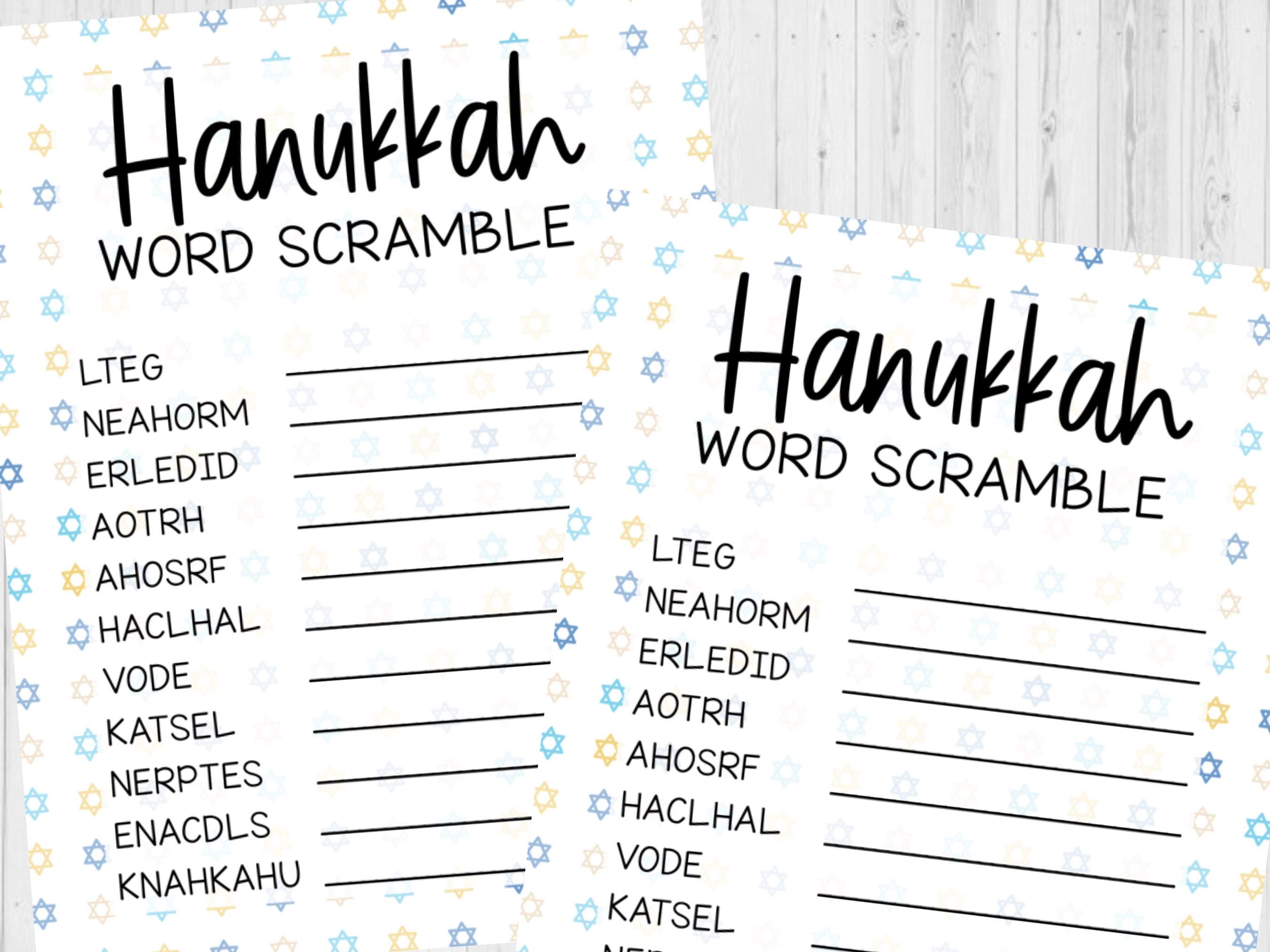 INSTANT DOWNLOAD Hanukkah Word Scramble Game Printable - Hanukkah Game ...