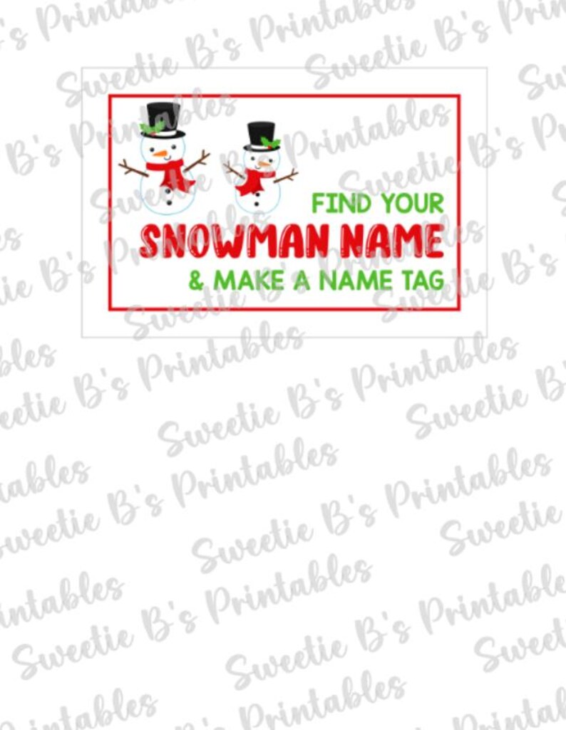 INSTANT DOWNLOAD What's Your Snowman Name Printable - Holiday Party ...