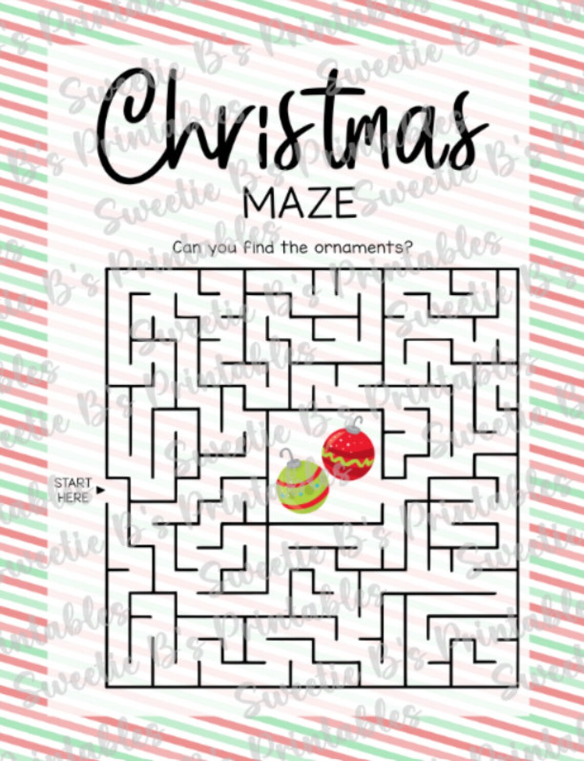 INSTANT DOWNLOAD Christmas Maze Printable Christmas Game Printable ...