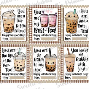 INSTANT DOWNLOAD - Bubble Tea Valentine Card Printable - Kids Printable ...