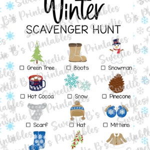 INSTANT DOWNLOAD Winter Scavenger Hunt Printable Winter Game Printable ...
