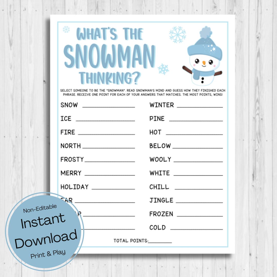 INSTANT DOWNLOAD Winter Finish the Phrase Game Printable - Holiday Game ...