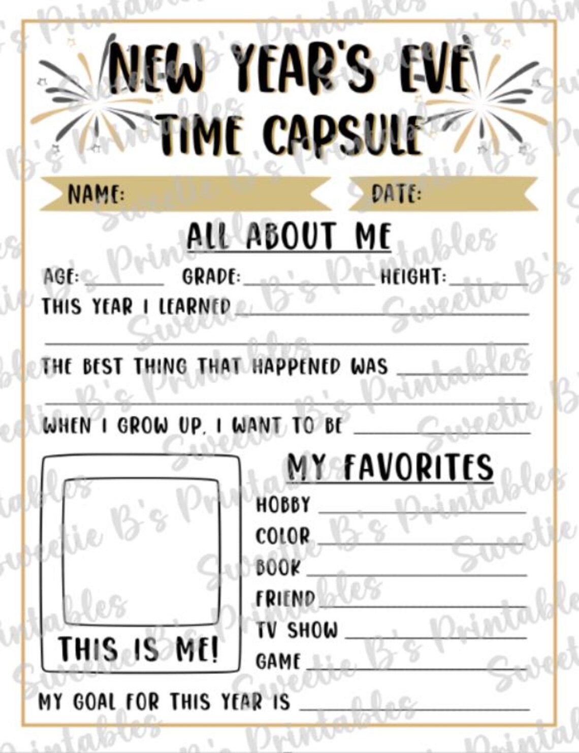 INSTANT DOWNLOAD - 2024 Time Capsule Worksheet - Year in Review ...